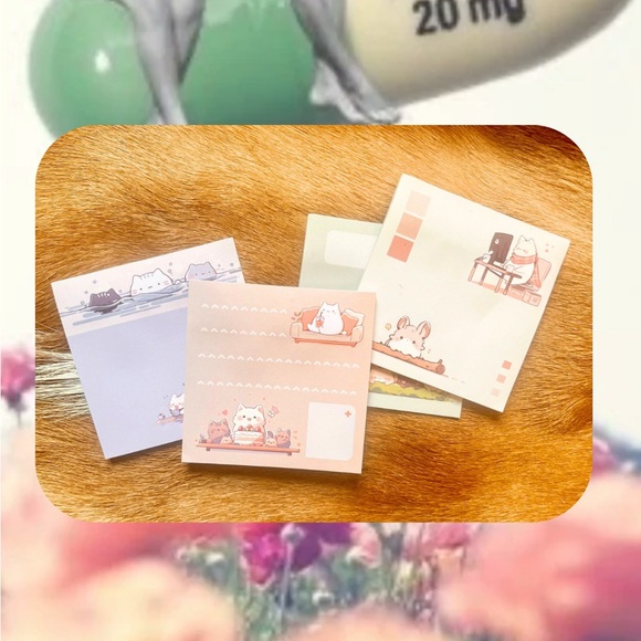 shein stationery | Office | Set Of 4 Cat Themed Kawaii Sticky Notes ...